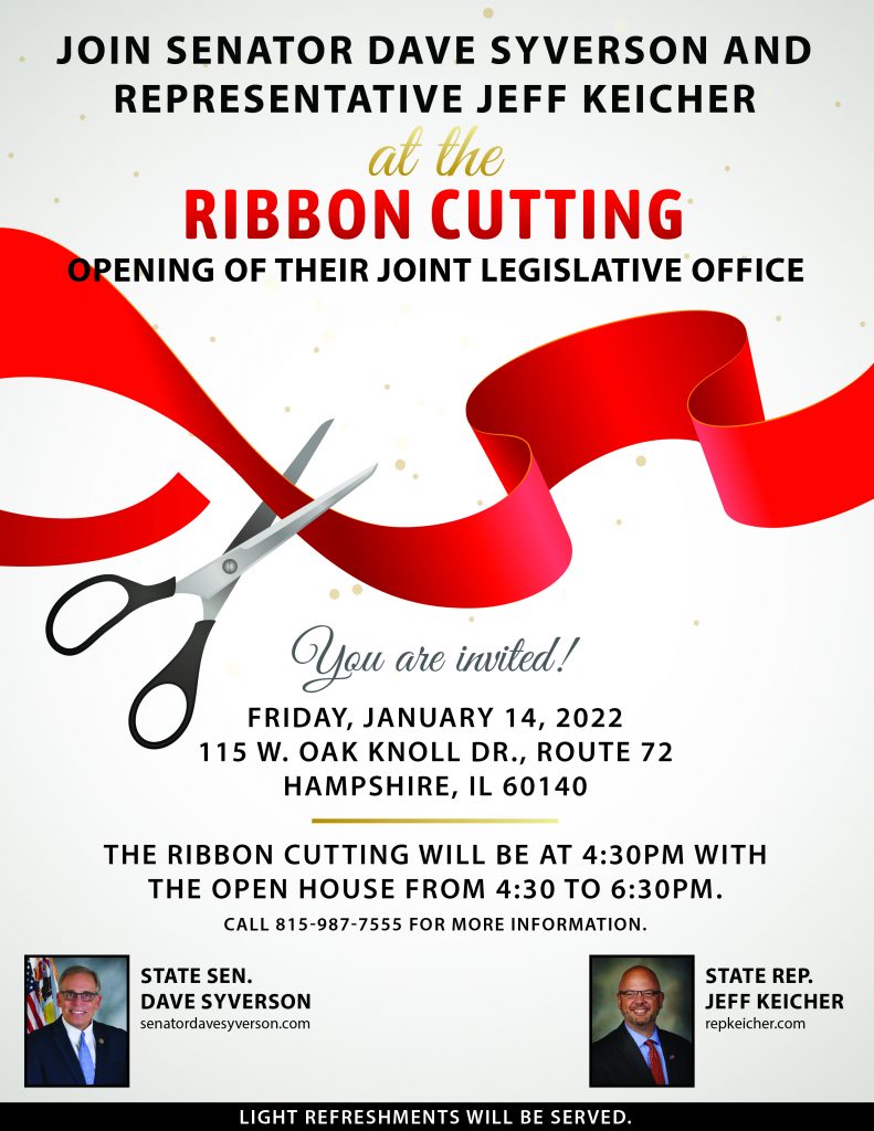 Sen. Syverson, Rep. Keicher open new office in Hampshire Jan. 14 - Dave ...